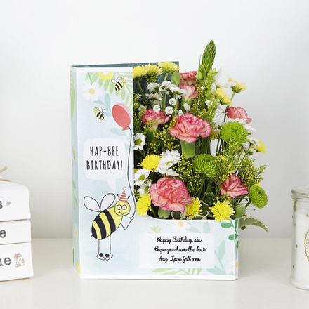 Hap-Bee-Birthday! — Flowercard - Sending floral hugs
